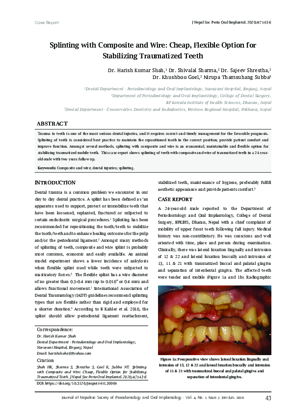 (PDF) Splinting with Composite and Wire: Cheap, Flexible Option for ...