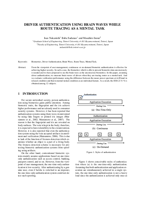 (PDF) Driver Authentication using Brain Waves While Route Tracing as a Mental Task