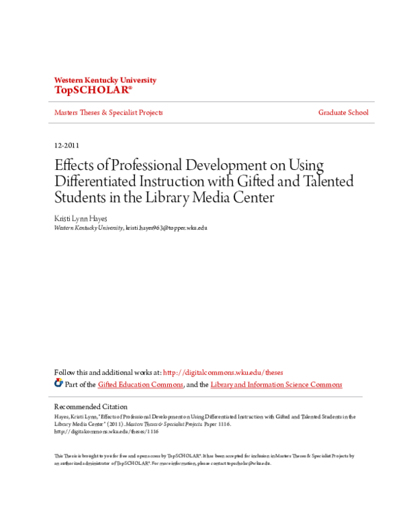(PDF) Effects of Professional Development on Using Differentiated ...