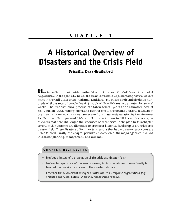 (PDF) A Historical Overview of Disasters and the Crisis Field