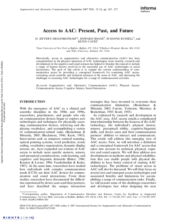 (PDF) Access to AAC: Present, past, and future