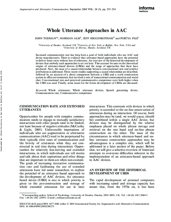 (PDF) Whole Utterance Approaches in AAC | Jeff Higginbotham - Academia.edu