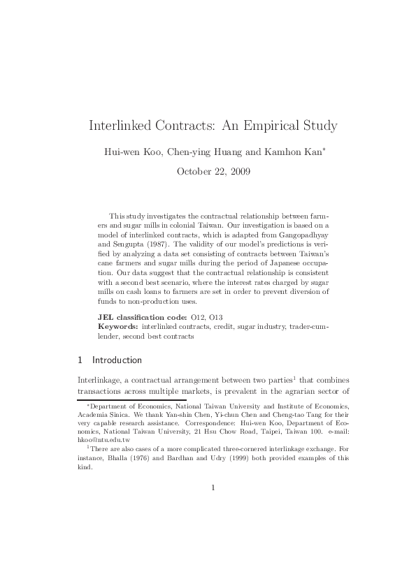 (PDF) Interlinked Contracts: An Empirical Study | Hui-wen Koo ...