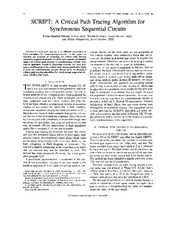 Pdf Script A Critical Path Tracing Algorithm For Synchronous