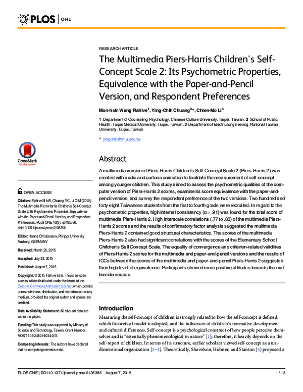 (PDF) The Multimedia Piers-Harris Children's Self-Concept Scale 2: Its ...