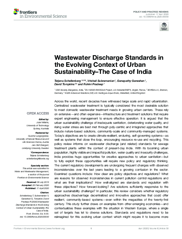 (PDF) Wastewater Discharge Standards in the Evolving Context of Urban ...