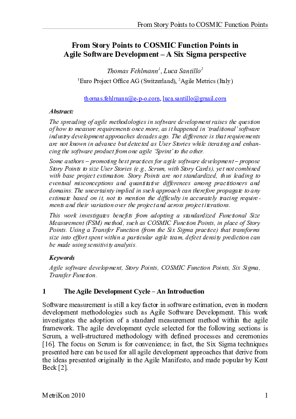 (PDF) From Story Points to COSMIC Function Points From Story Points to ...