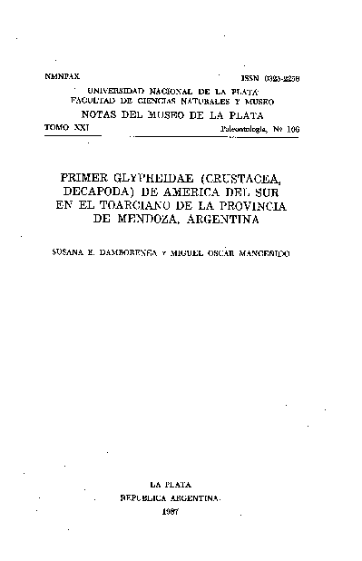 (PDF) Primer Glypheidae (Crustacea, Decapoda) de América del Sur en el ...