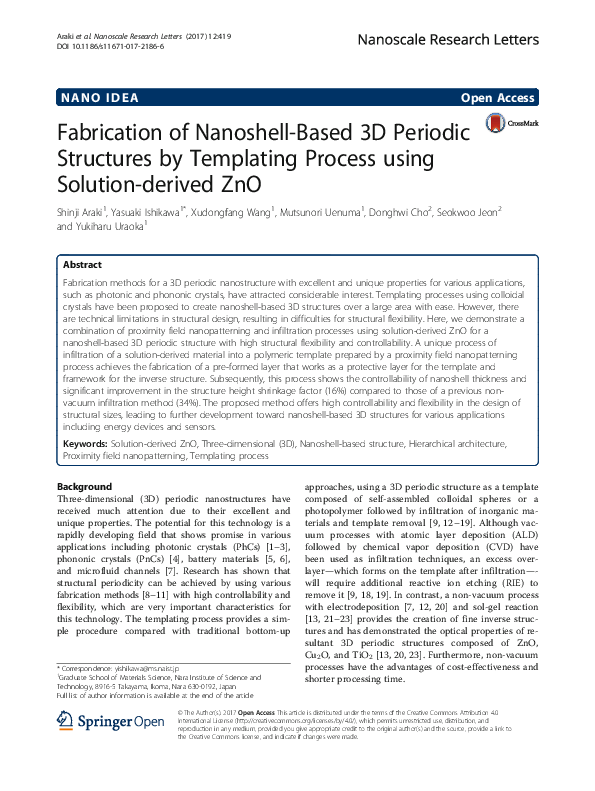 (PDF) Fabrication of Nanoshell-Based 3D Periodic Structures by Templating Process using Solution ...