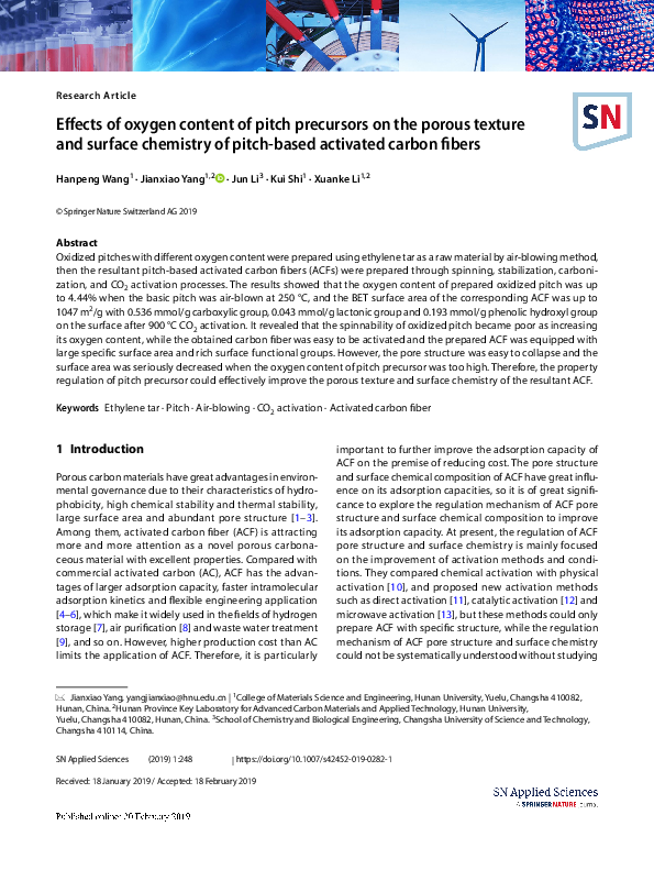 (PDF) Effects of oxygen content of pitch precursors on the porous ...