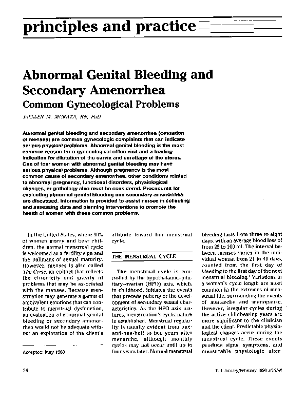 (PDF) Abnormal Genital Bleeding and Secondary Amenorrhea Common ...