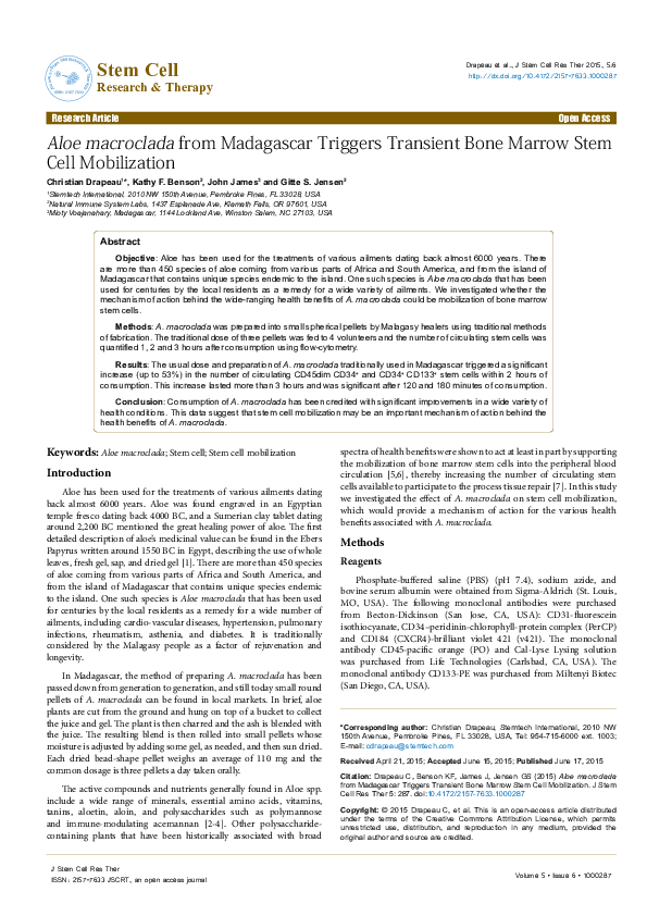 (PDF) Aloe macroclada from Madagascar Triggers Transient Bone Marrow ...