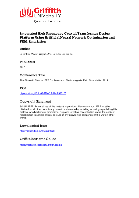 (PDF) Integrated High-Frequency Coaxial Transformer Design Platform ...