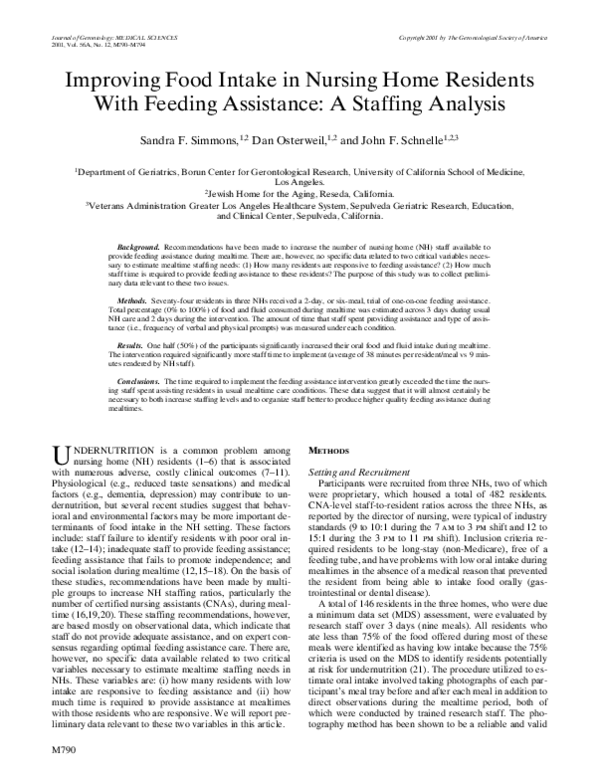 (PDF) Improving Food Intake in Nursing Home Residents With Feeding ...