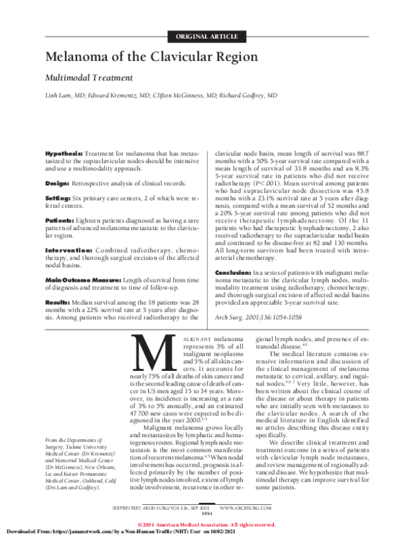 (PDF) Melanoma of the Clavicular Region Multimodal Treatment | Richard ...