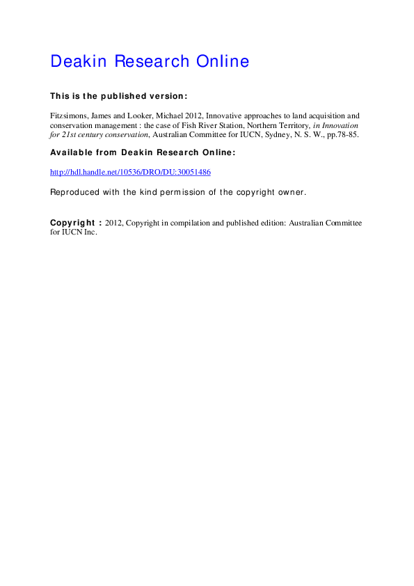 (PDF) Innovative approaches to land acquisition and conservation ...
