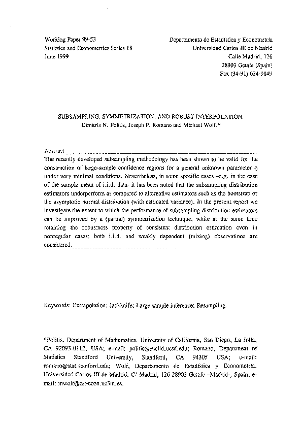 (PDF) Subsampling, symmetrization, and robust interpolation