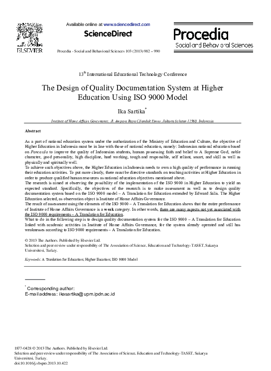 (PDF) The Design of Quality Documentation System at Higher Education ...