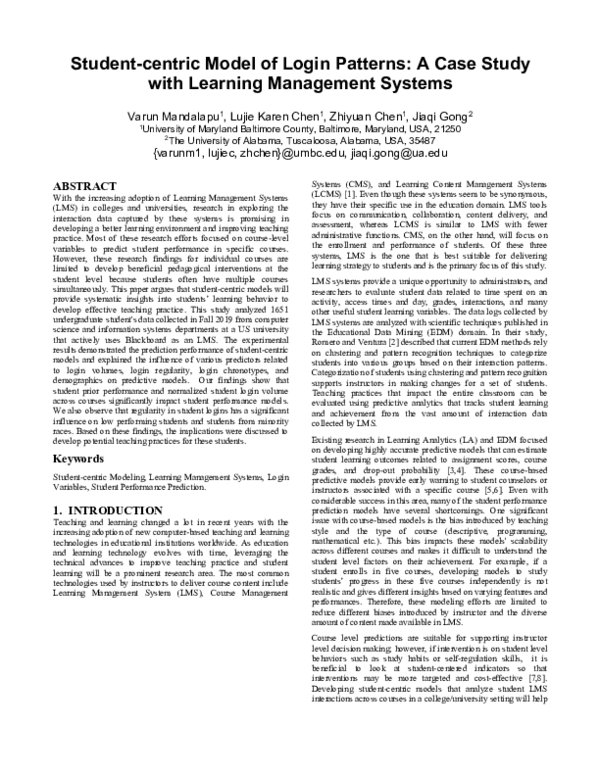 (PDF) Student-centric Model of Login Patterns: A Case Study with ...