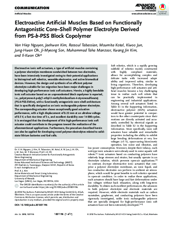 (PDF) Electroactive Artificial Muscles Based on Functionally Antagonistic Core–Shell Polymer ...