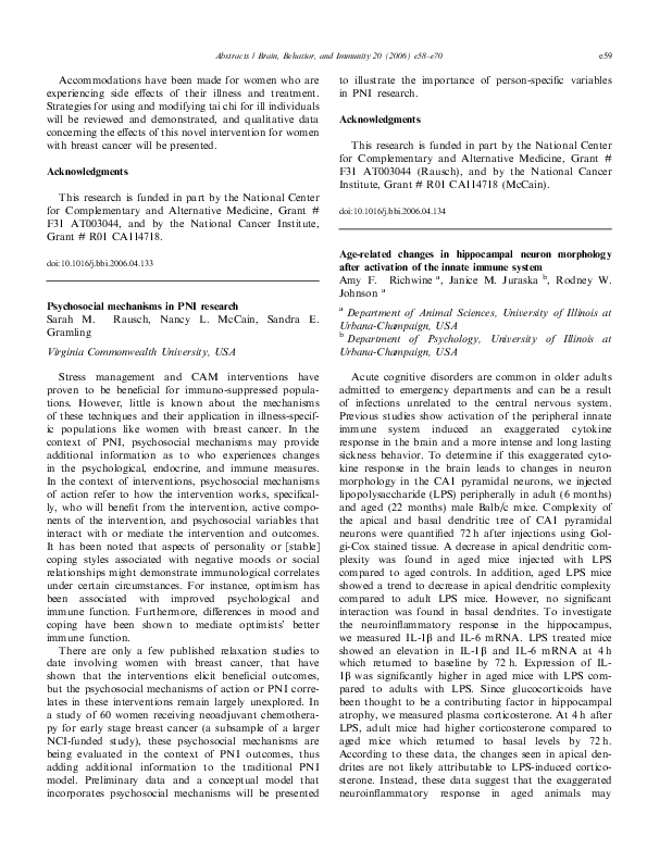 (PDF) Psychosocial mechanisms in PNI research