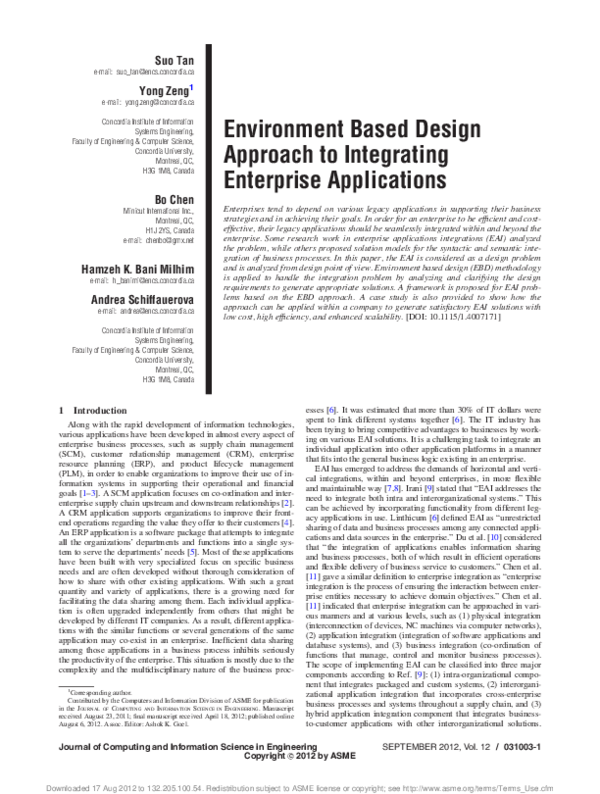 (PDF) Environment Based Design Approach to Integrating Enterprise ...