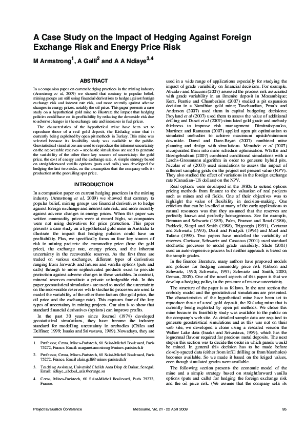 (PDF) A Case Study on the Impact of Hedging Against Foreign Exchange Risk and Energy Price Risk