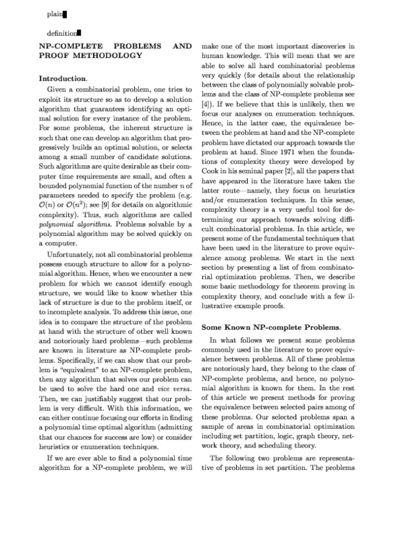 (PDF) Np-Complete Problems and Proof Methodology