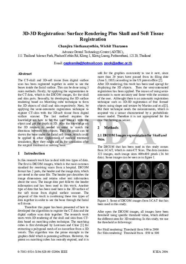 (PDF) 3D-3D Registration: Surface Rendering Plus Skull and Soft Tissue ...