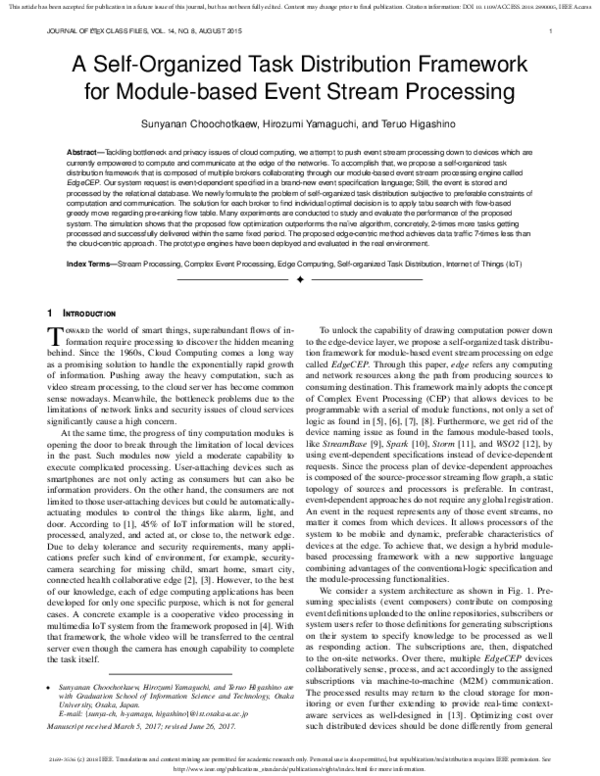Pdf A Self Organized Task Distribution Framework For Module Based