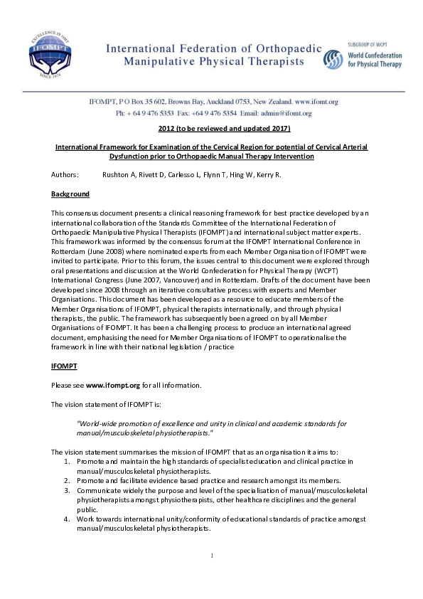 (PDF) International framework for examination of the cervical region ...