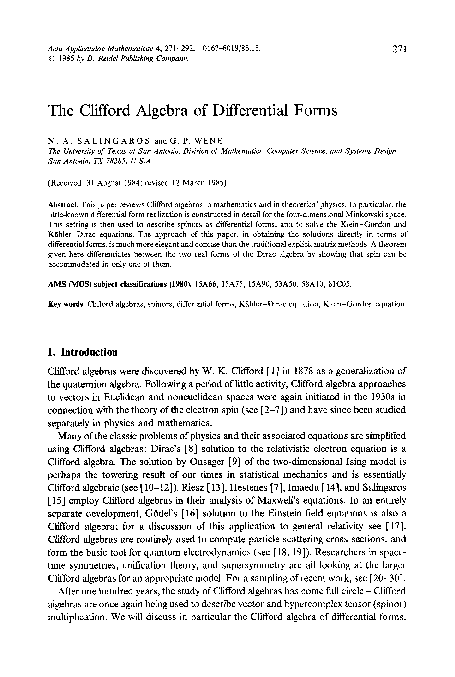 (PDF) The Clifford algebra of differential forms