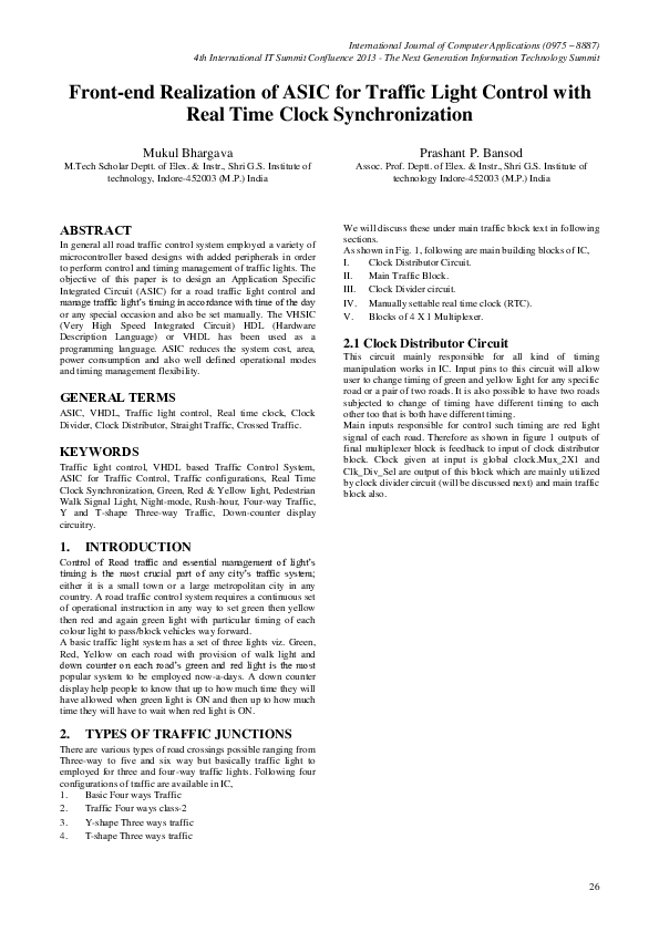 (PDF) Front-end Realization of ASIC for Traffic Light Control with Real ...