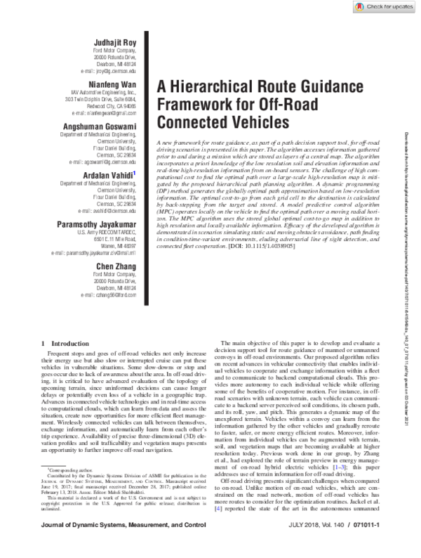 (PDF) A Hierarchical Route Guidance Framework for Off-Road Connected ...