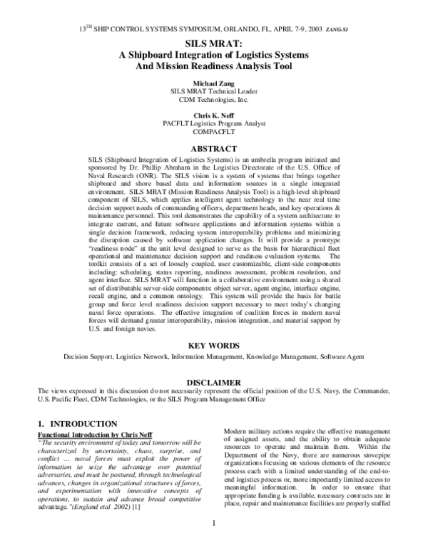 (PDF) SILS MRAT: A Shipboard Integration of Logistics Systems And ...