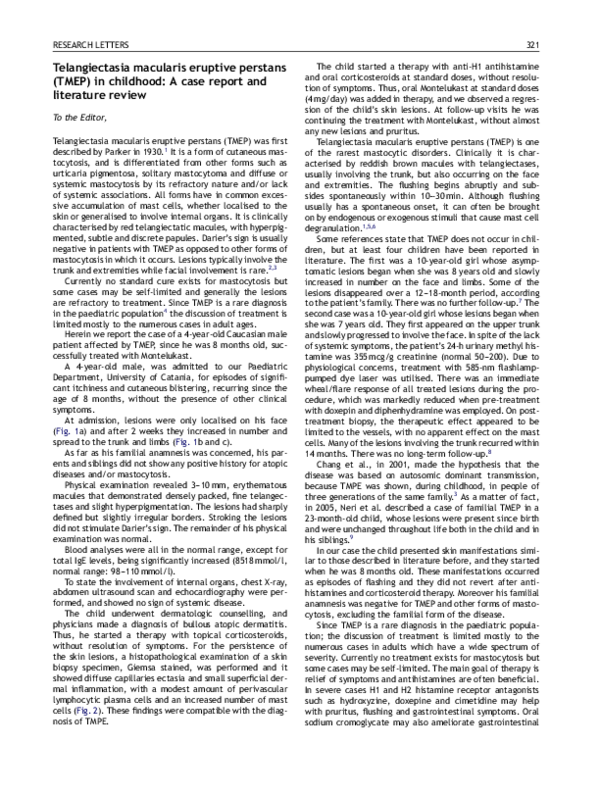 (PDF) Telangiectasia macularis eruptive perstans (TMEP) in childhood: A ...