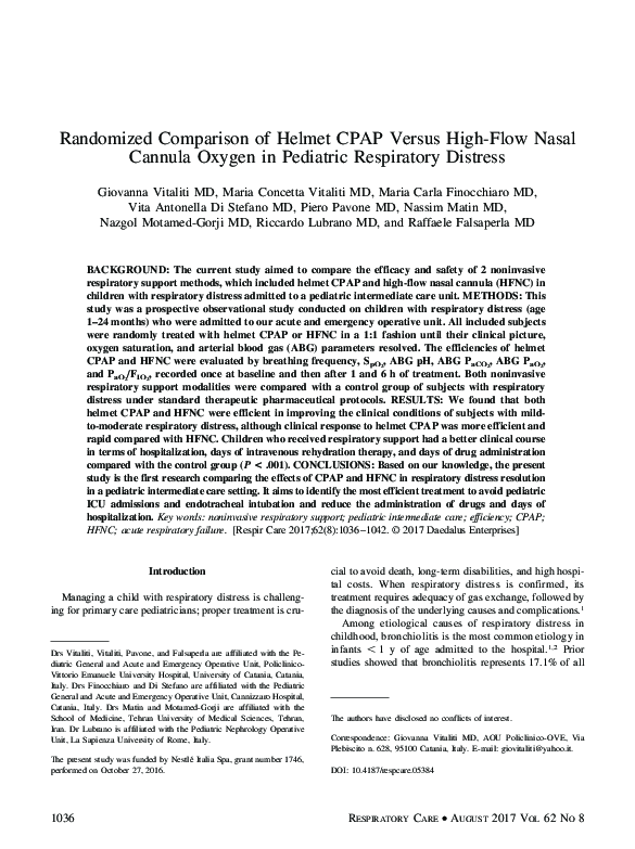 (PDF) Randomized Comparison of Helmet CPAP Versus High-Flow Nasal ...