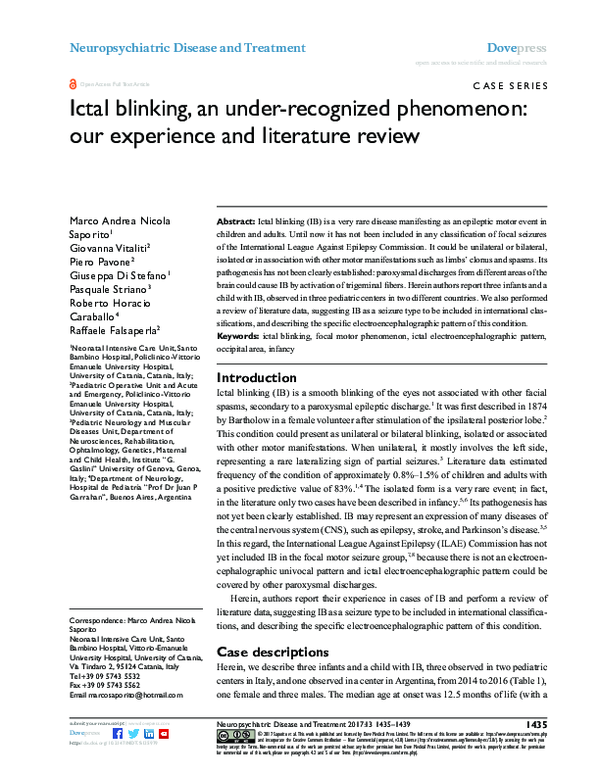 Pdf Ictal Blinking An Under Recognized Phenomenon Our Experience And Literature Review