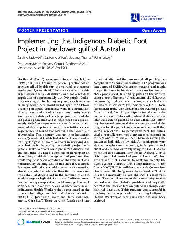 (PDF) Implementing the Indigenous Diabetic Foot Project in the lower ...