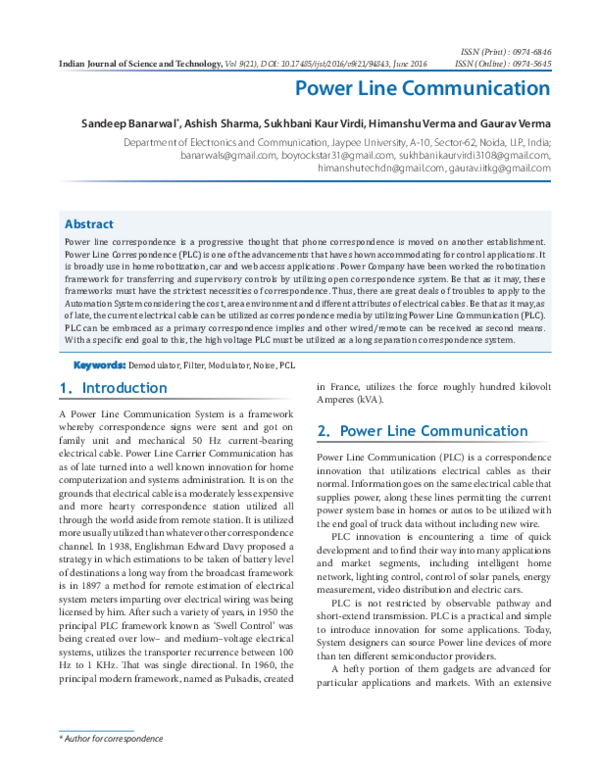 (PDF) Power Line Communication