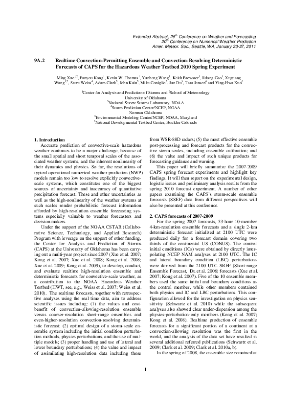 Pdf 9a 2 Realtime Convection Permitting Ensemble And Convection Resolving Deterministic