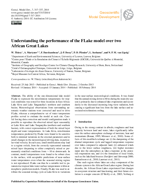 (PDF) Understanding the performance of the FLake model over two African ...