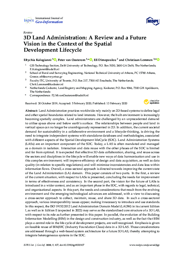 (PDF) 3D Land Administration: A Review and a Future Vision in the ...
