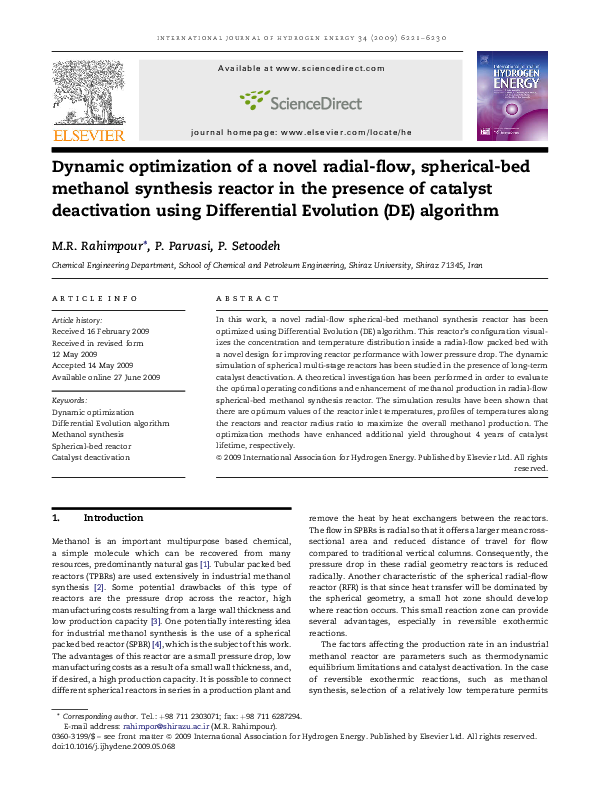(PDF) Dynamic optimization of a novel radial-flow, spherical-bed ...