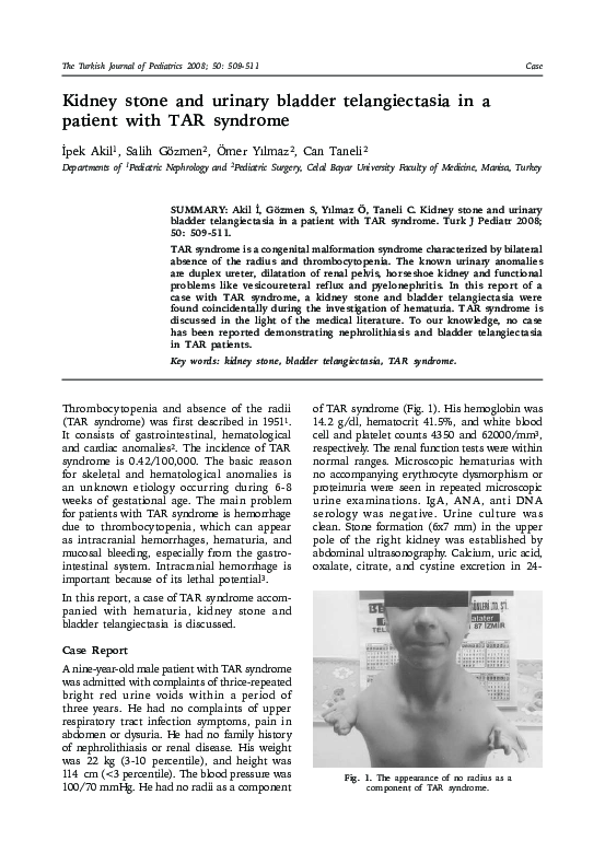 (PDF) Kidney stone and urinary bladder telangiectasia in a patient with ...