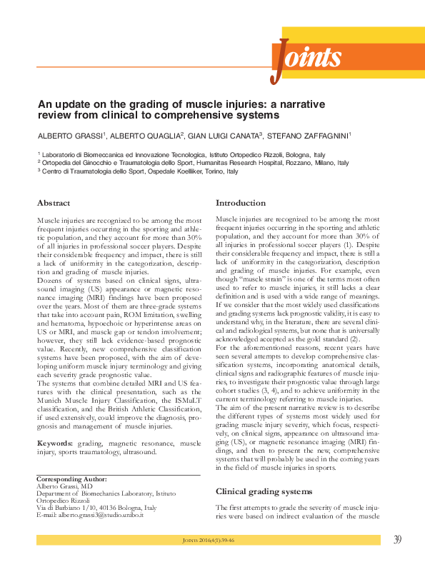(PDF) An update on the grading of muscle injuries: a narrative review ...