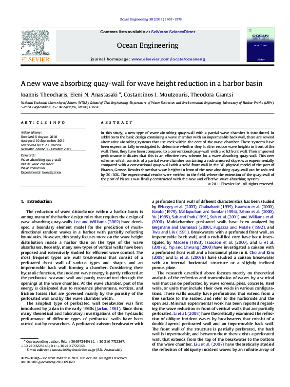 (PDF) A new wave absorbing quay-wall for wave height reduction in a ...