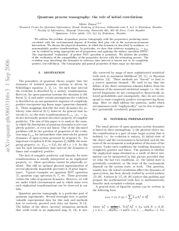 Pdf Quantum Process Tomography The Role Of Initial Correlations