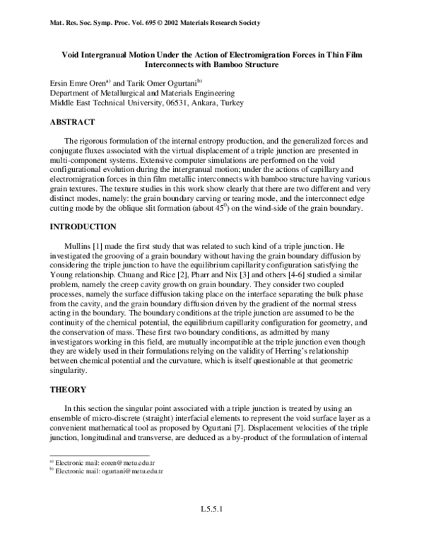 (PDF) Void Intergranual Motion Under the Action of Electromigration ...