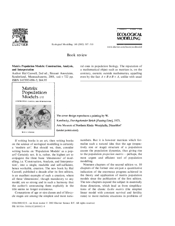 (PDF) Matrix Population Models: Construction, Analysis, and Interpretation